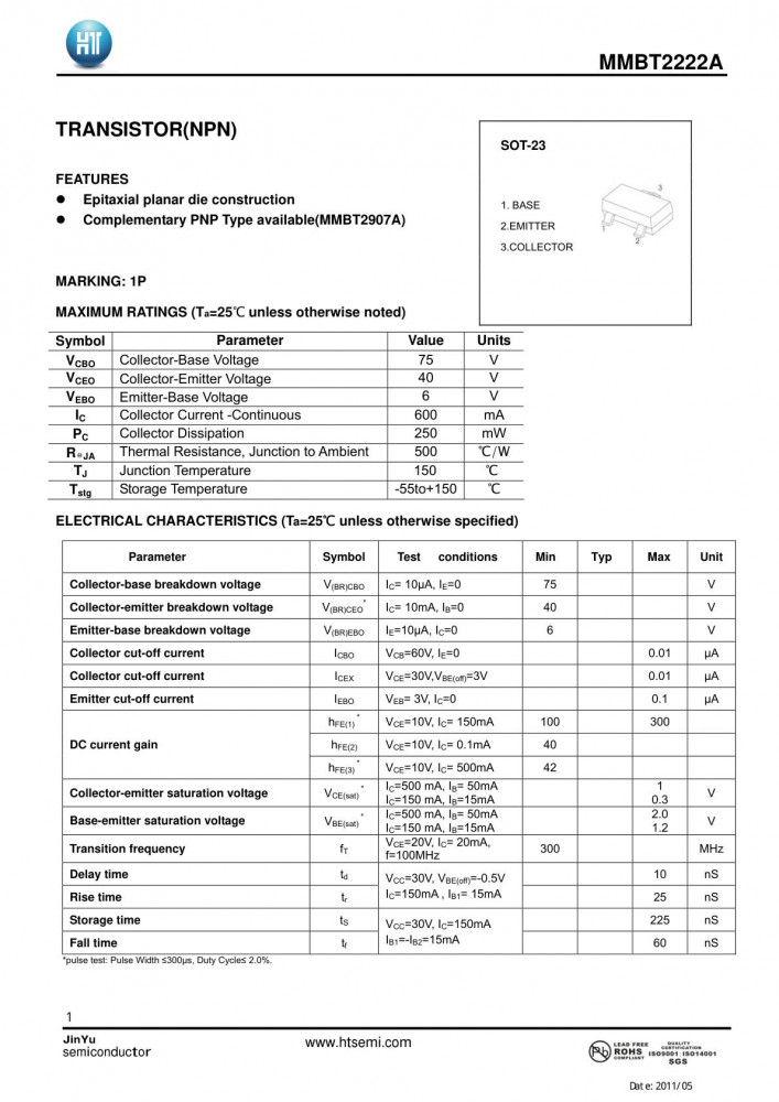 MMBT2222A datasheet page 1