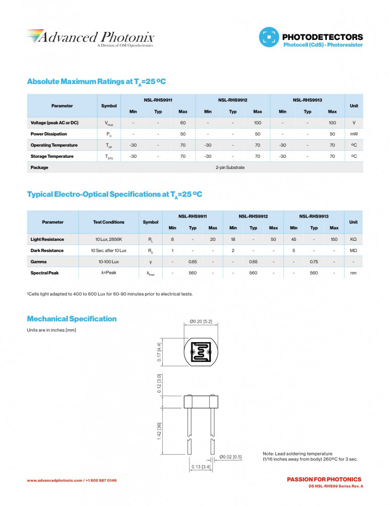 NSL-RHS99 series technical document, page 2