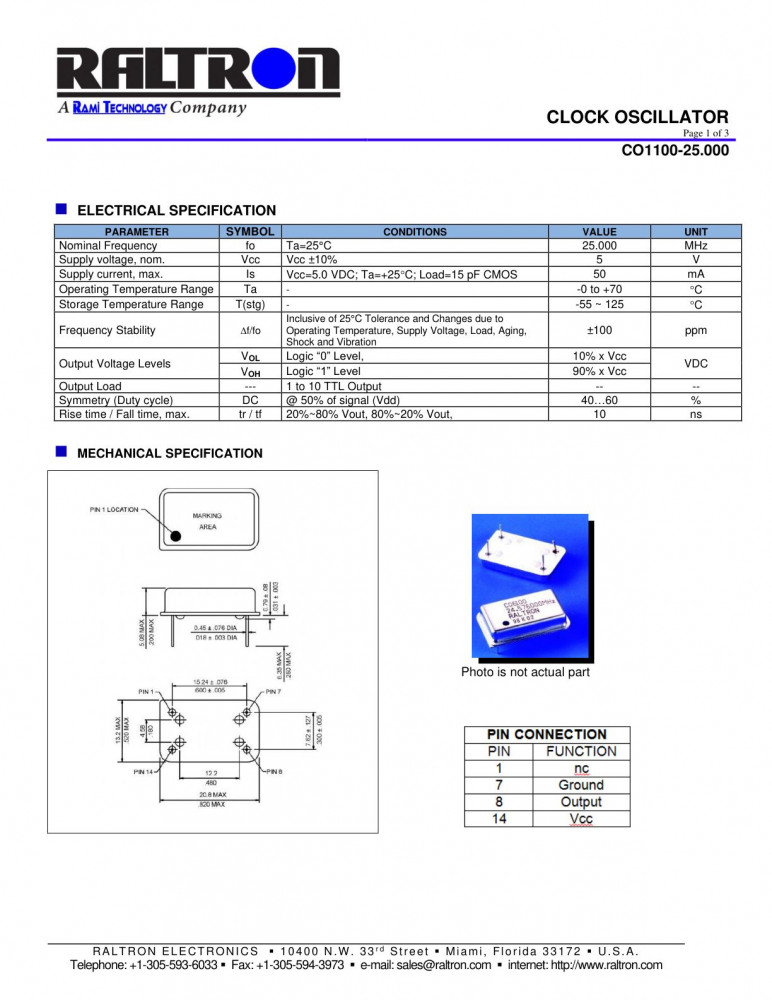 CO1100-25.000 technical document page 1