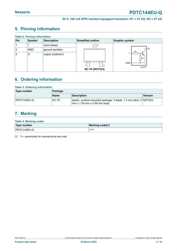 PDTC144EU-QX datasheet page 2