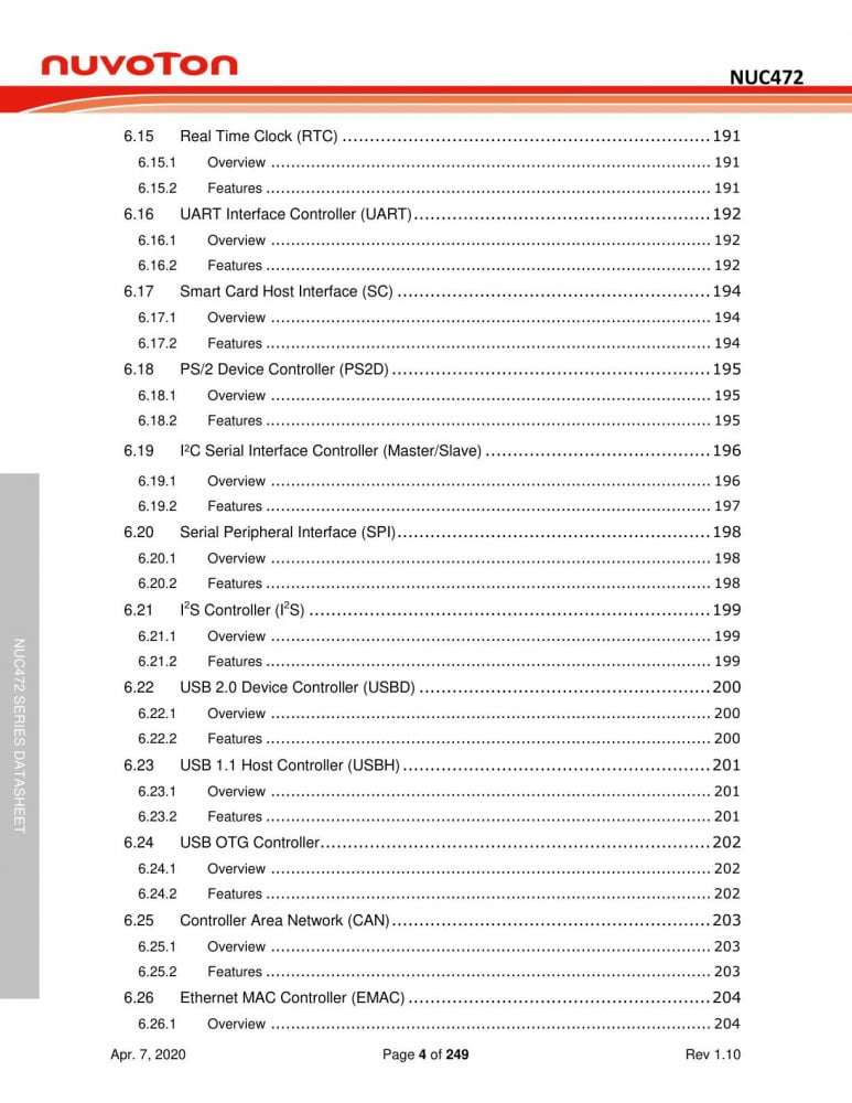 NUC472 datasheet page 4
