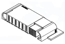 EXTreme Ten60Power Right-Angle Receptacle with Side Guides, 15 Signal Circuits, Press Fit Tail