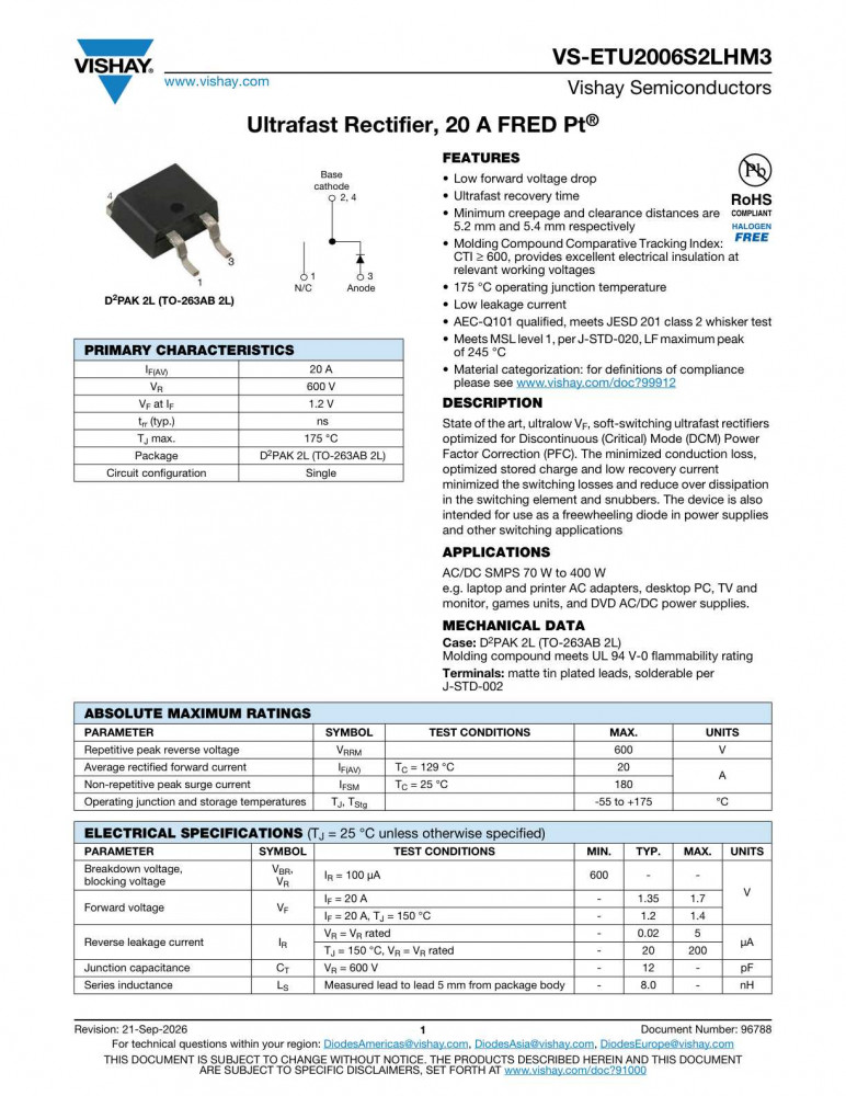 VS-ETU2006S2LHM3 datasheet page 1