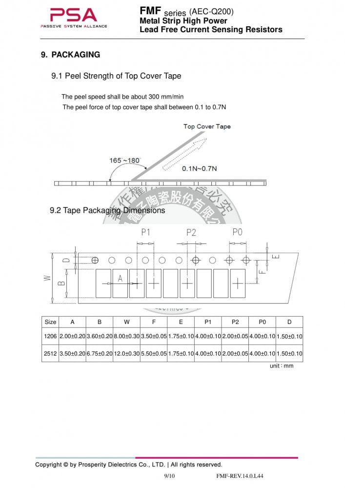 PSA FMF series datasheet page 10