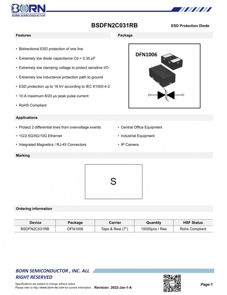 BSDFN2C031RB datasheet page 1