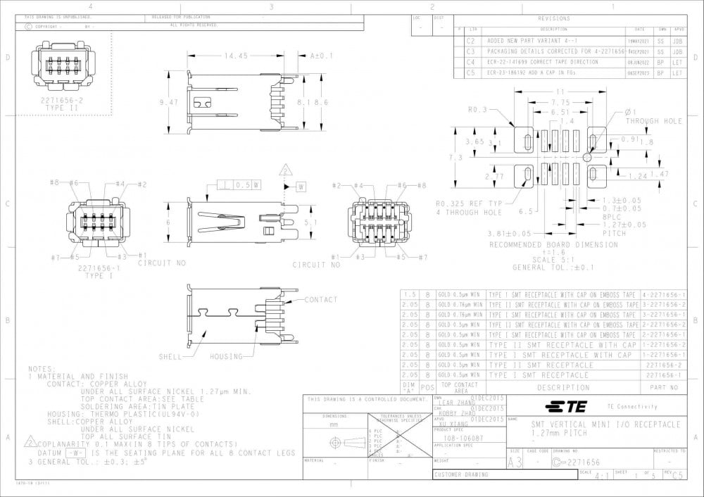 TE Connectivity drawing page 1