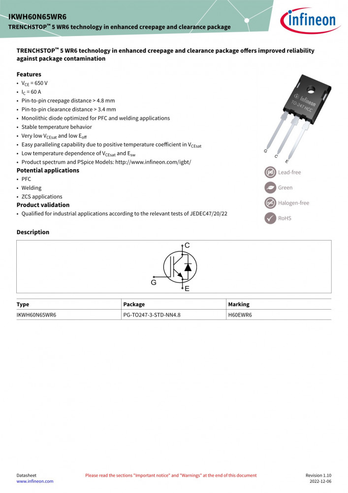 IKWH60N65WR6 datasheet page 1
