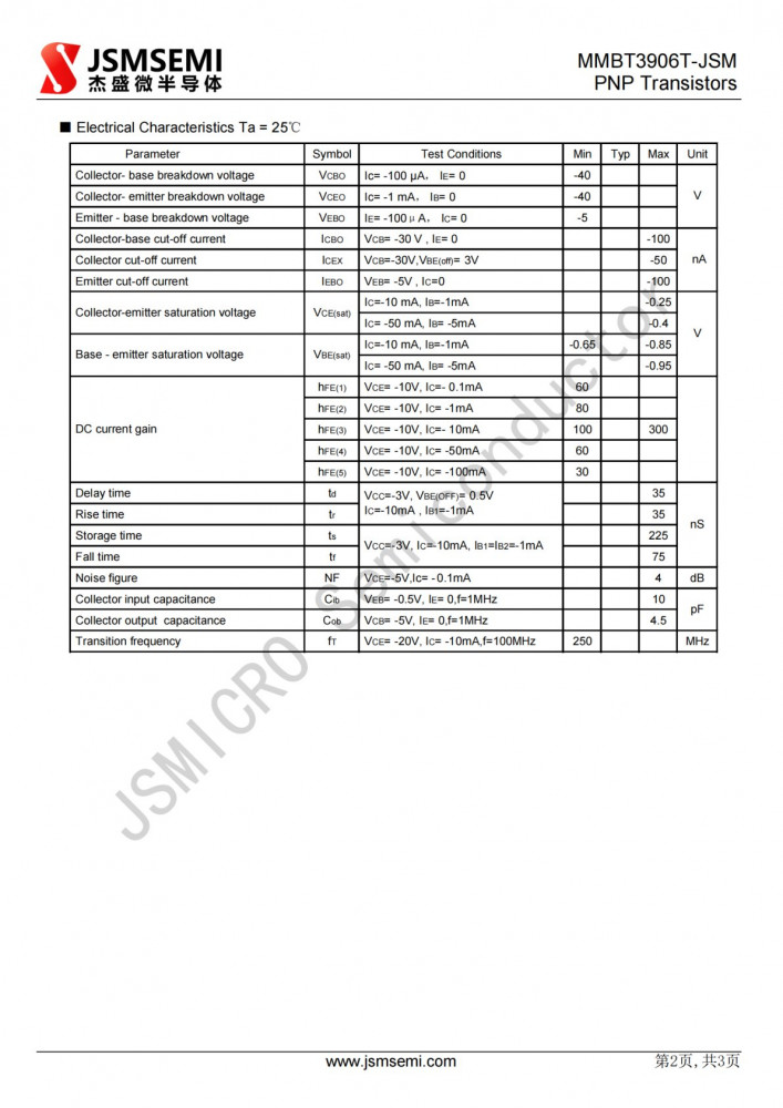 MMBT3906T-JSM datasheet page 2