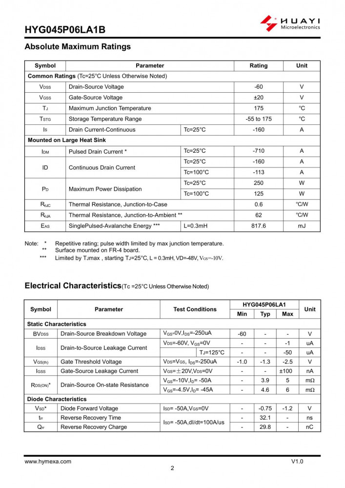HYG045P06LA1B datasheet page 2