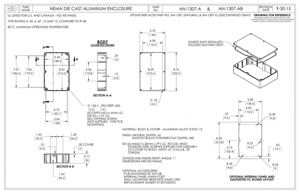 AN-1307-AB enclosure reference drawing