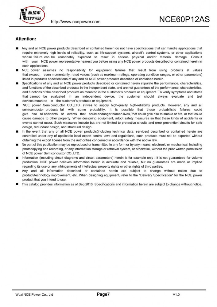 NCE60P12AS datasheet page 7
