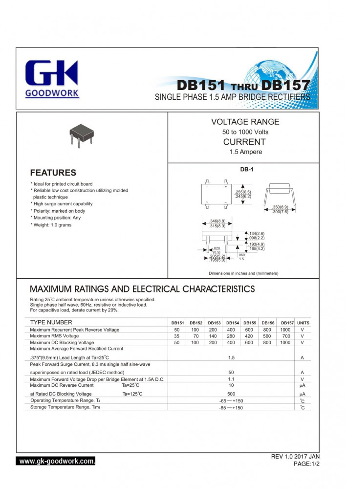 GOODWORK DB157 datasheet page 1