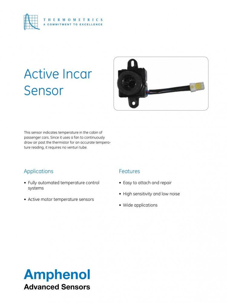 Amphenol JS6780 Active Incar Sensor documentation page 1