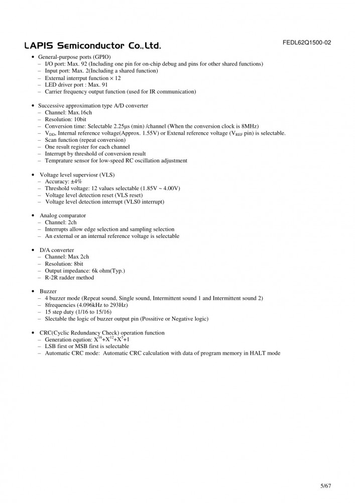 ML62Q1554 documentation page 5