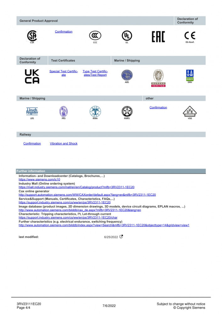 3RV23111EC20 technical document page 4