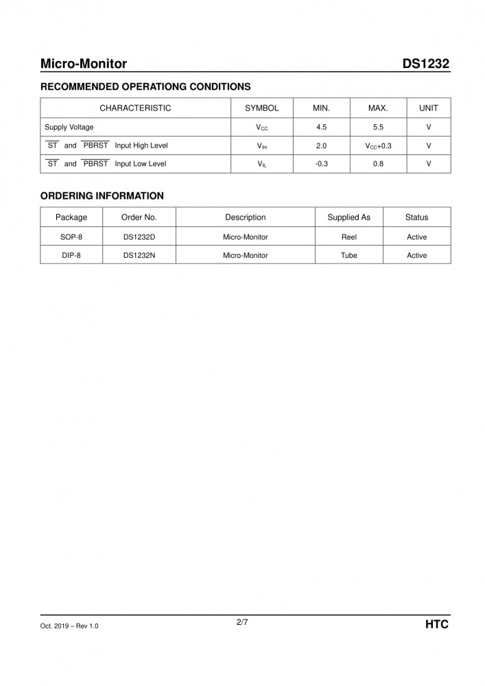 DS1232 datasheet page 2