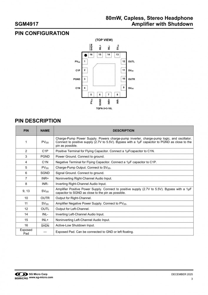 SGM4917 datasheet page 3