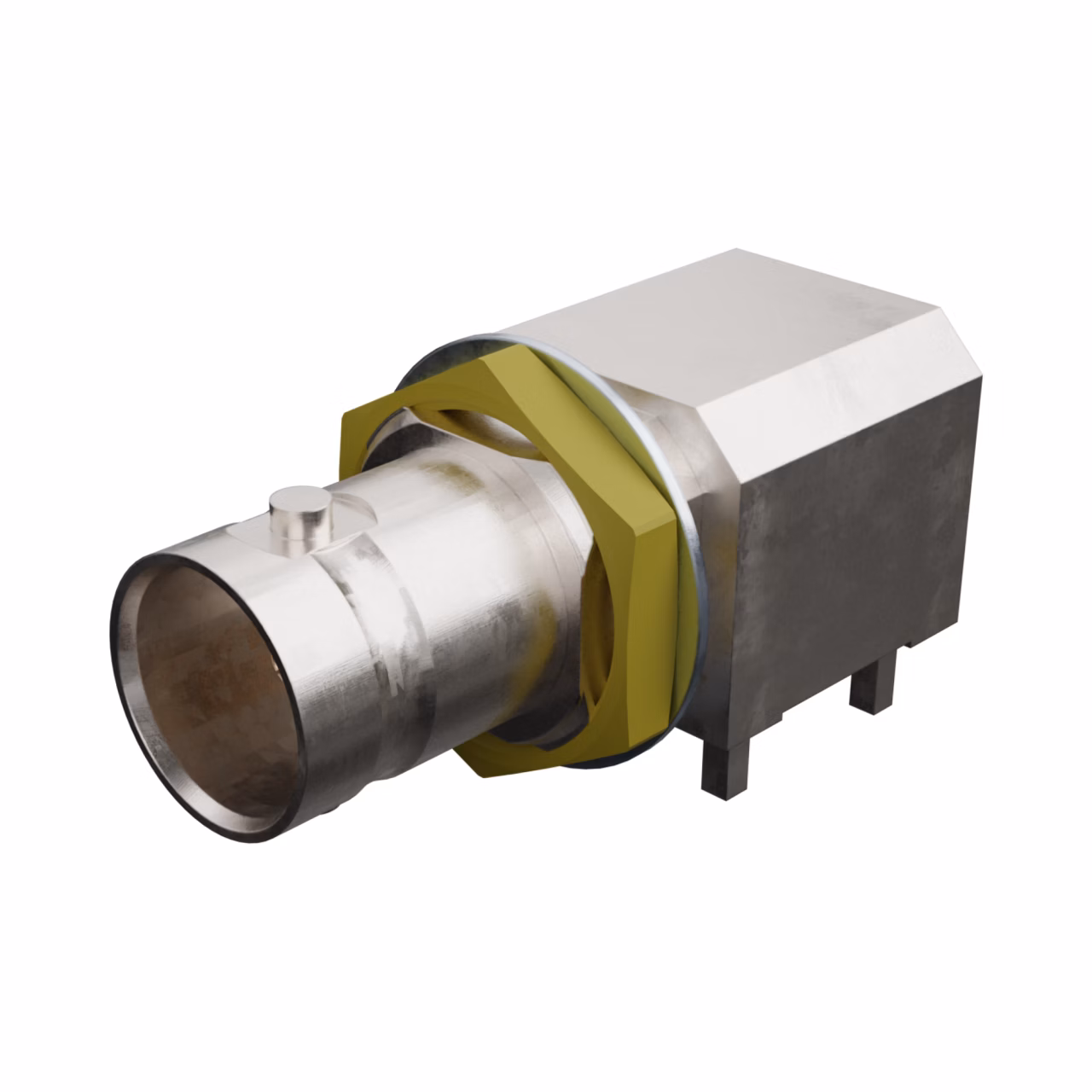 BNC Jack, Right-Angle, Bulkhead Receptacle, PCB, Through Hole, 12 GHz, with Jam Nut and Washer, 3.50mm Leg Length, Tray, 75 Ohms for sale