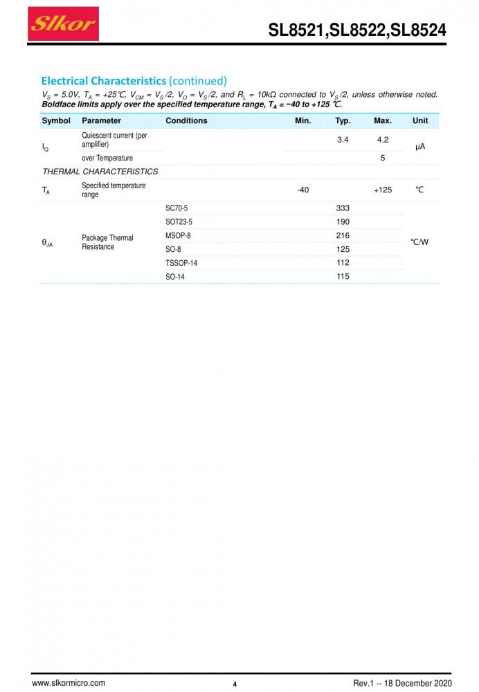 SL8521XT5 datasheet page 4