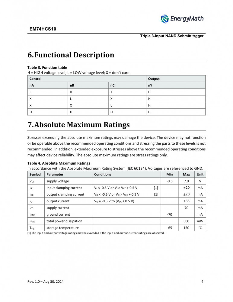 EM74HCS10PW datasheet page 4
