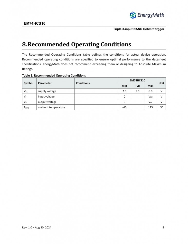 EM74HCS10PW datasheet page 5
