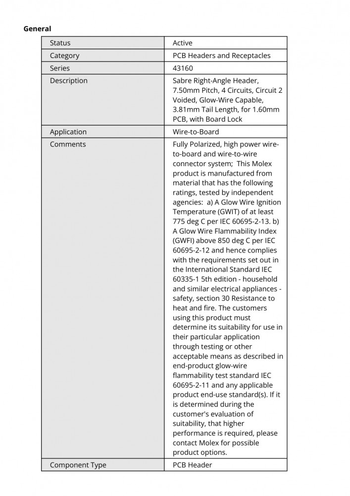 MOLEX 431609001 technical document page 2