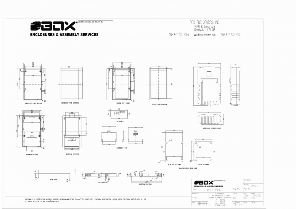50 Series master drawing for Box Enclosures 50-RBT
