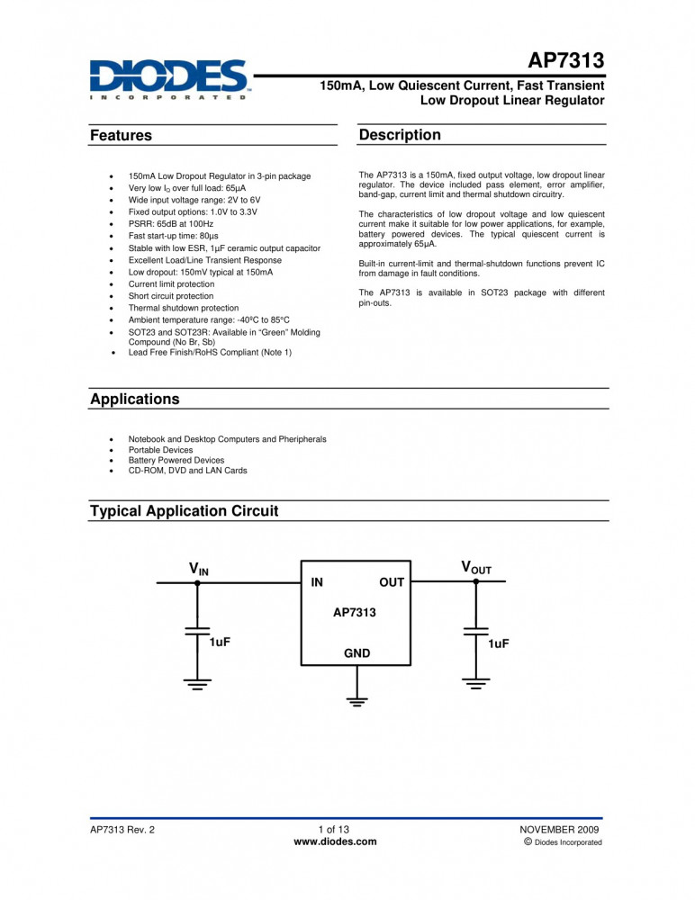 AP7313 datasheet page 1