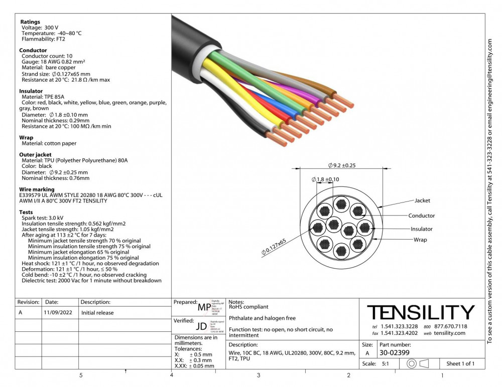 Tensility 30-02399 product specification and drawing page