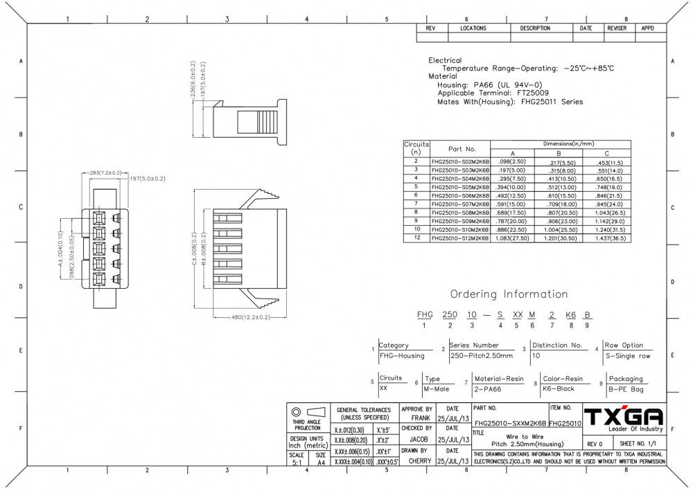 TXGA FHG25010-S08M2K6B technical document preview