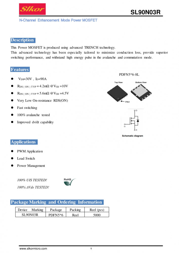 SL90N03R datasheet page 1