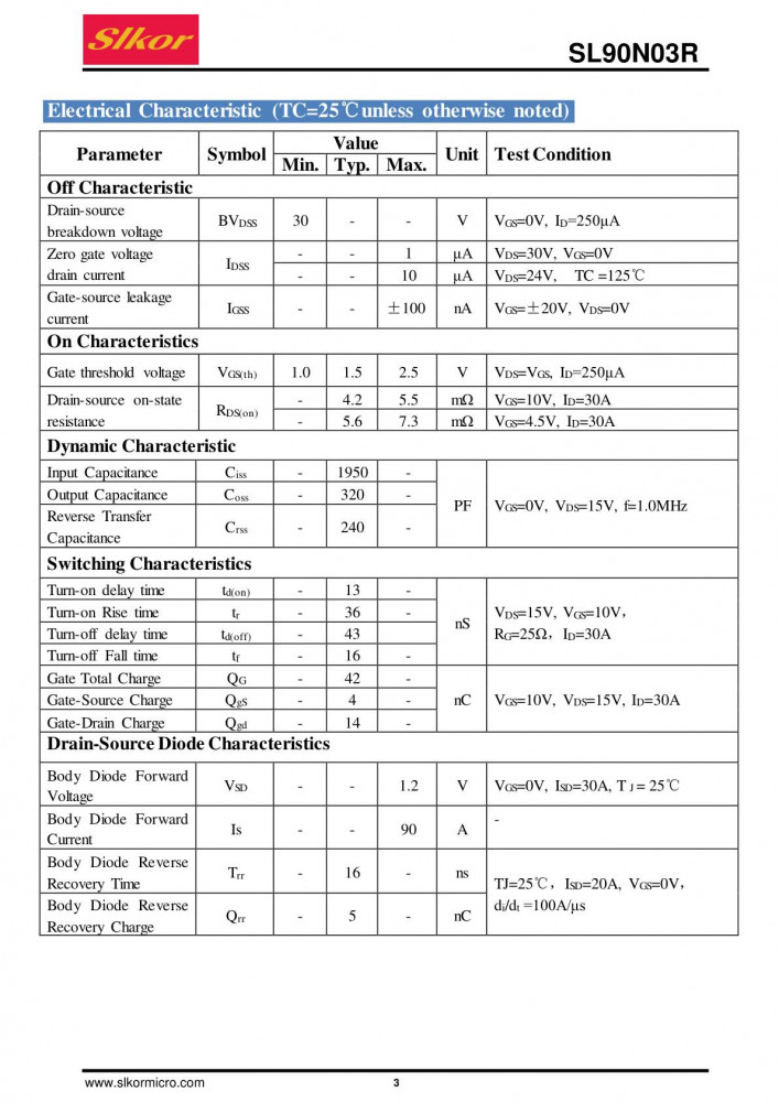 SL90N03R datasheet page 3