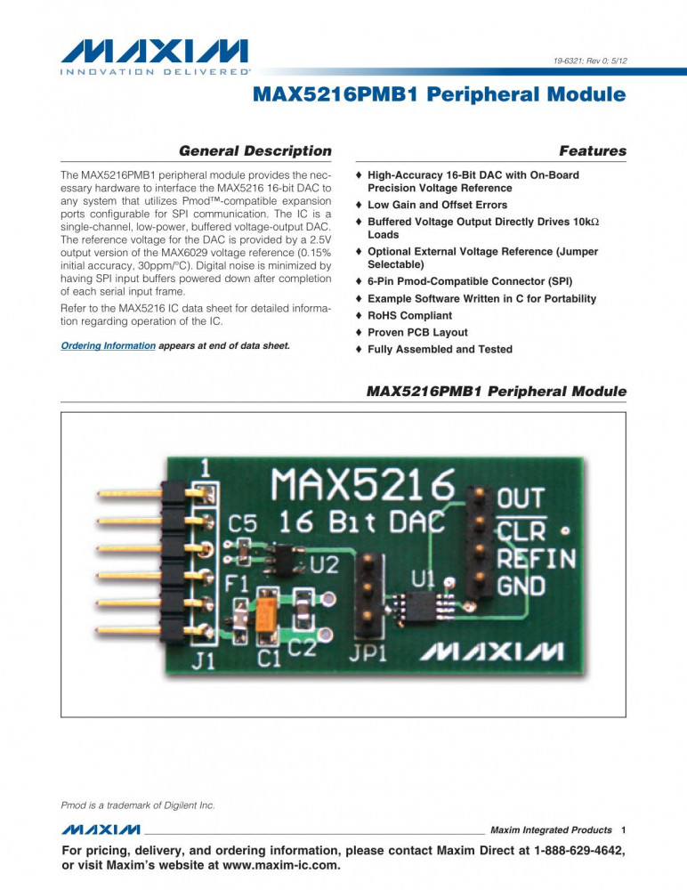 MAX5216PMB1 document page 1