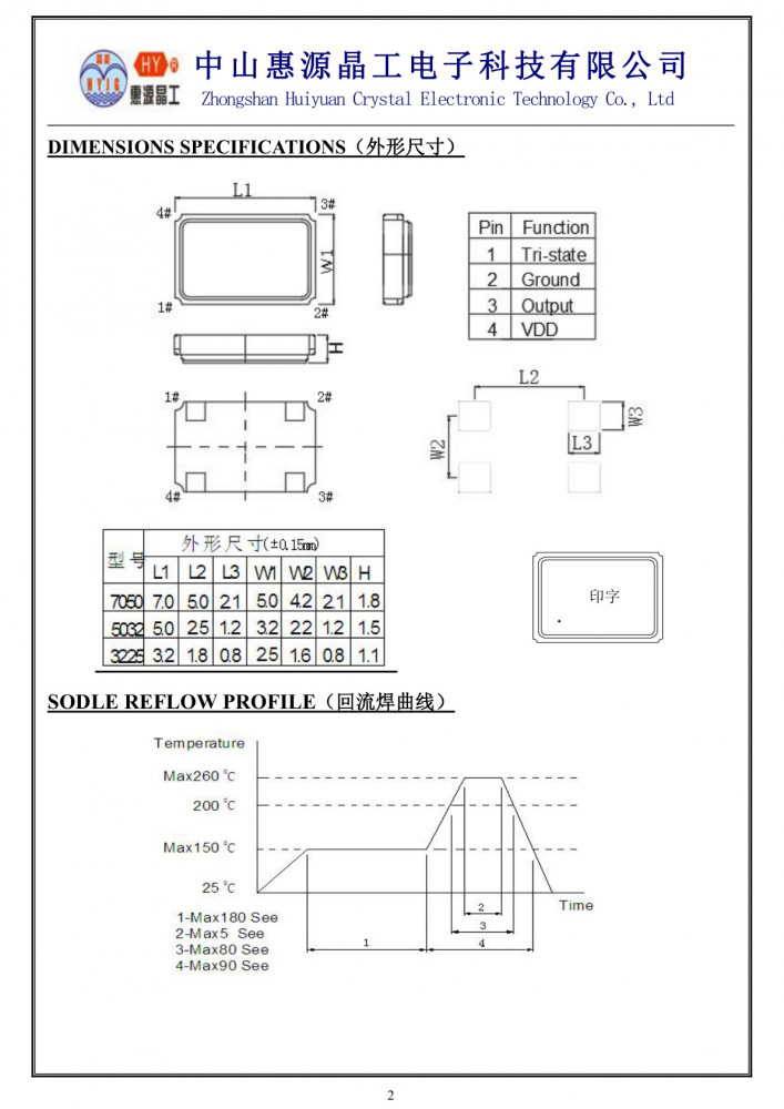 HY8MSMD3225-3.3V technical document page 2