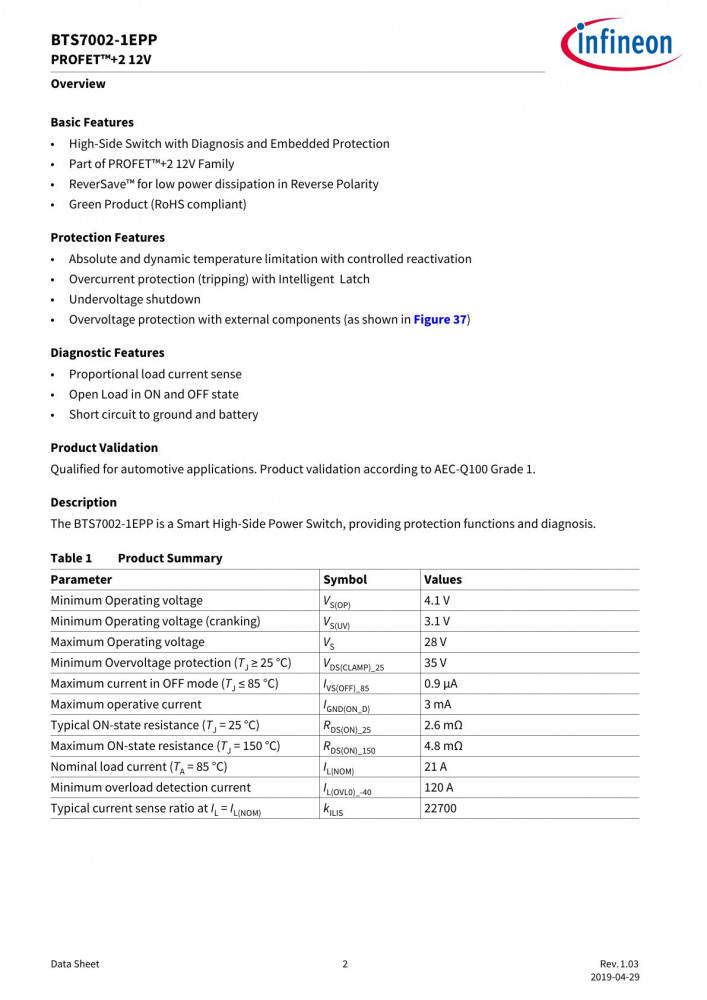 BTS70021EPPXUMA1 technical document page 2
