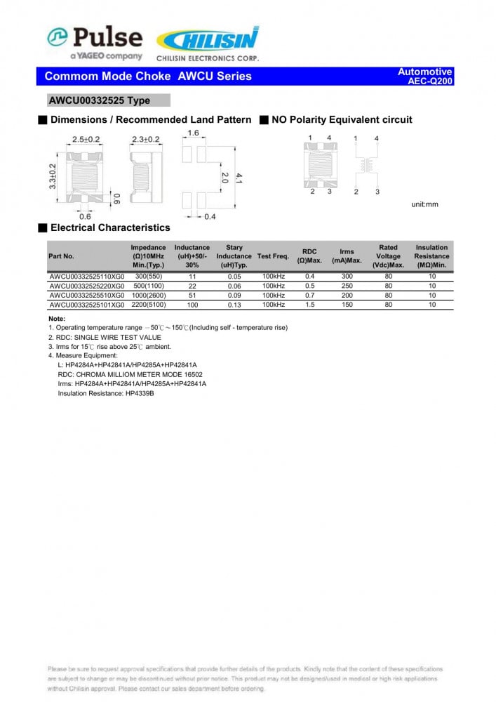 Chilisin AWCU series datasheet page 8