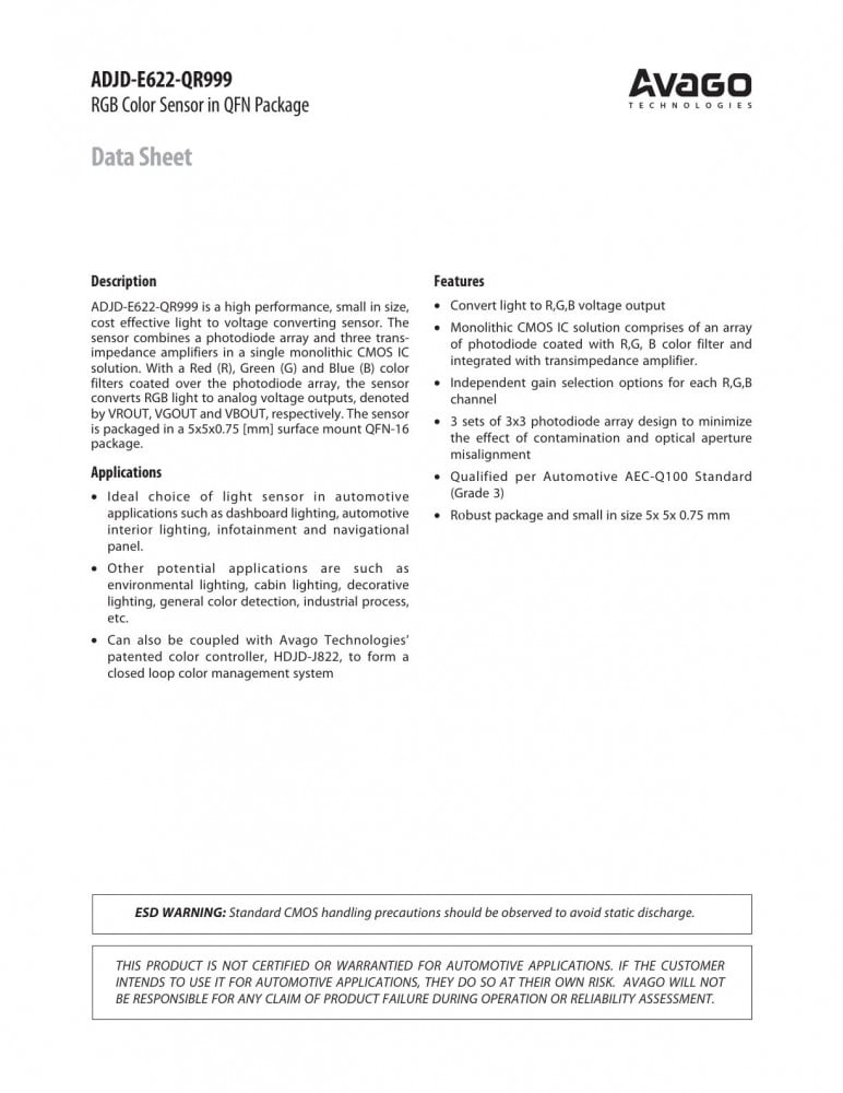 ADJD-E622-QR999 datasheet page 1