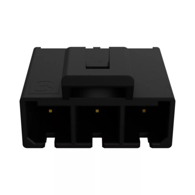 Mega-Fit Right-Angle Header, 5.70mm Pitch, Single Row, 3 Circuits, 0.38µm Gold (Au) Plating, Glow-Wire Capable, Tape and Reel, Black for sale