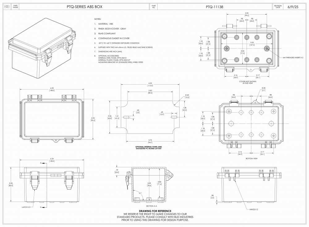 PTQ-11138 product drawing and technical reference