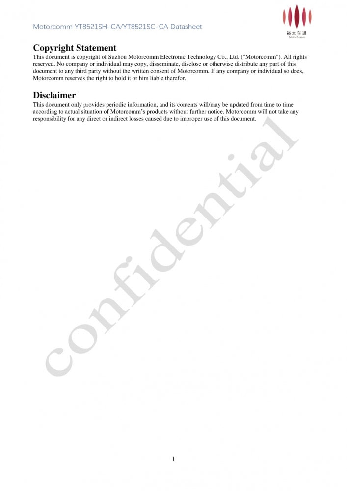 YT8521SH-CA datasheet page 2