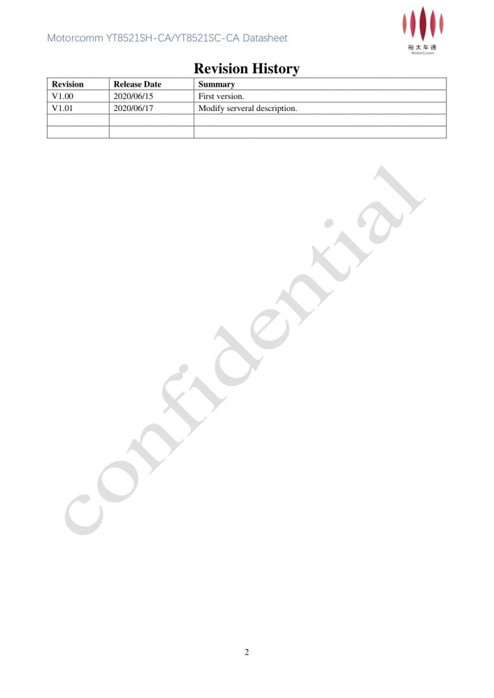 YT8521SH-CA datasheet page 3