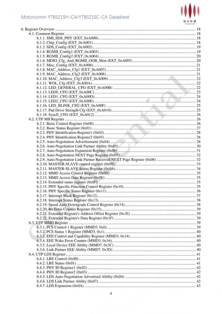 YT8521SH-CA datasheet page 5