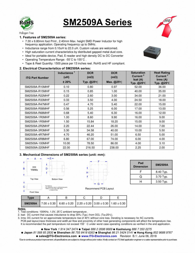SM2509A technical document page 1
