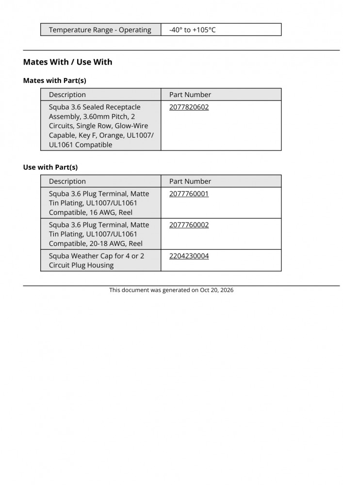 Product document image 3 for MOLEX 2077780602