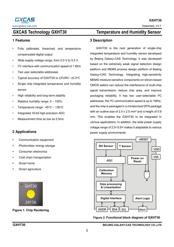 GXHT30C datasheet page 1