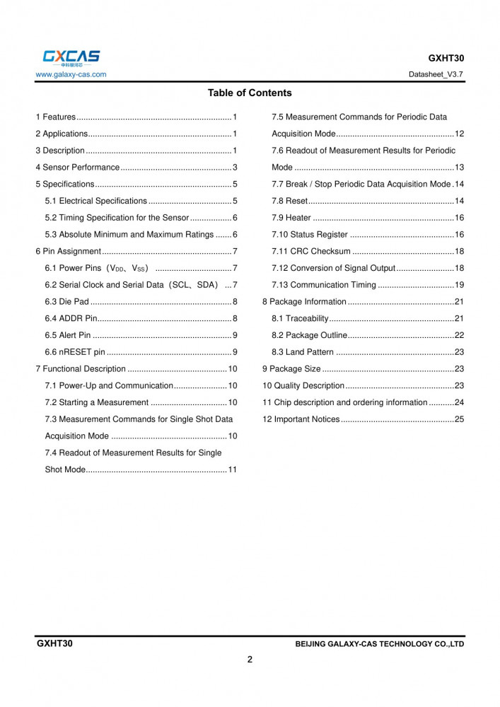 GXHT30C datasheet page 2