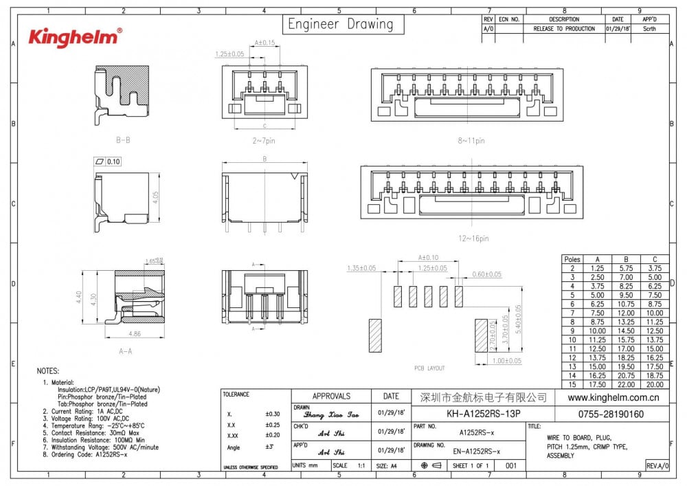 Kinghelm KH-A1252RS-13P engineering drawing