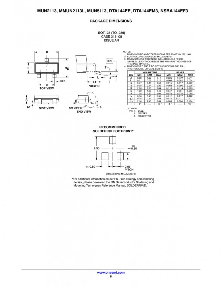 MUN2113T1G datasheet page 8