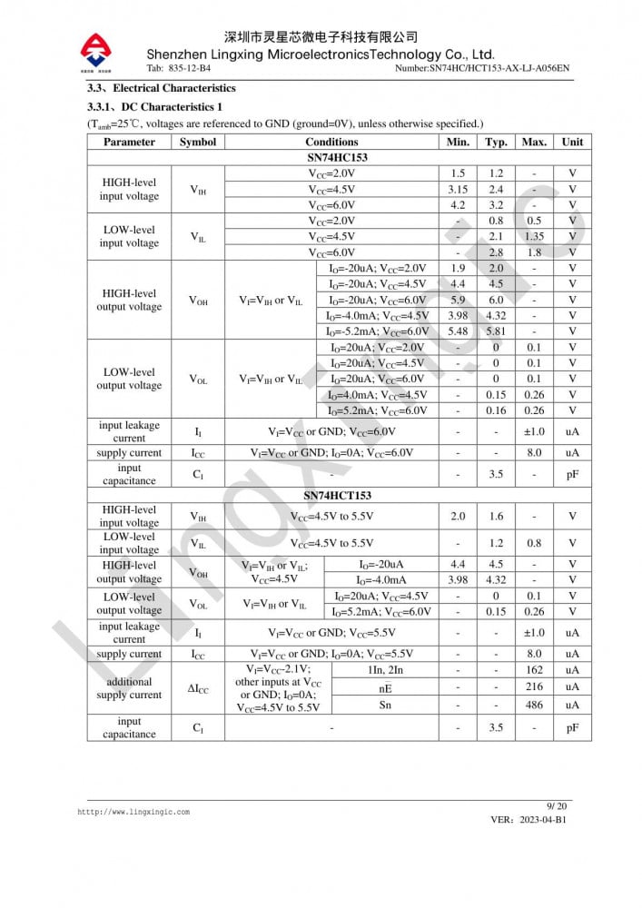 SN74HC153N(LX) datasheet page 9