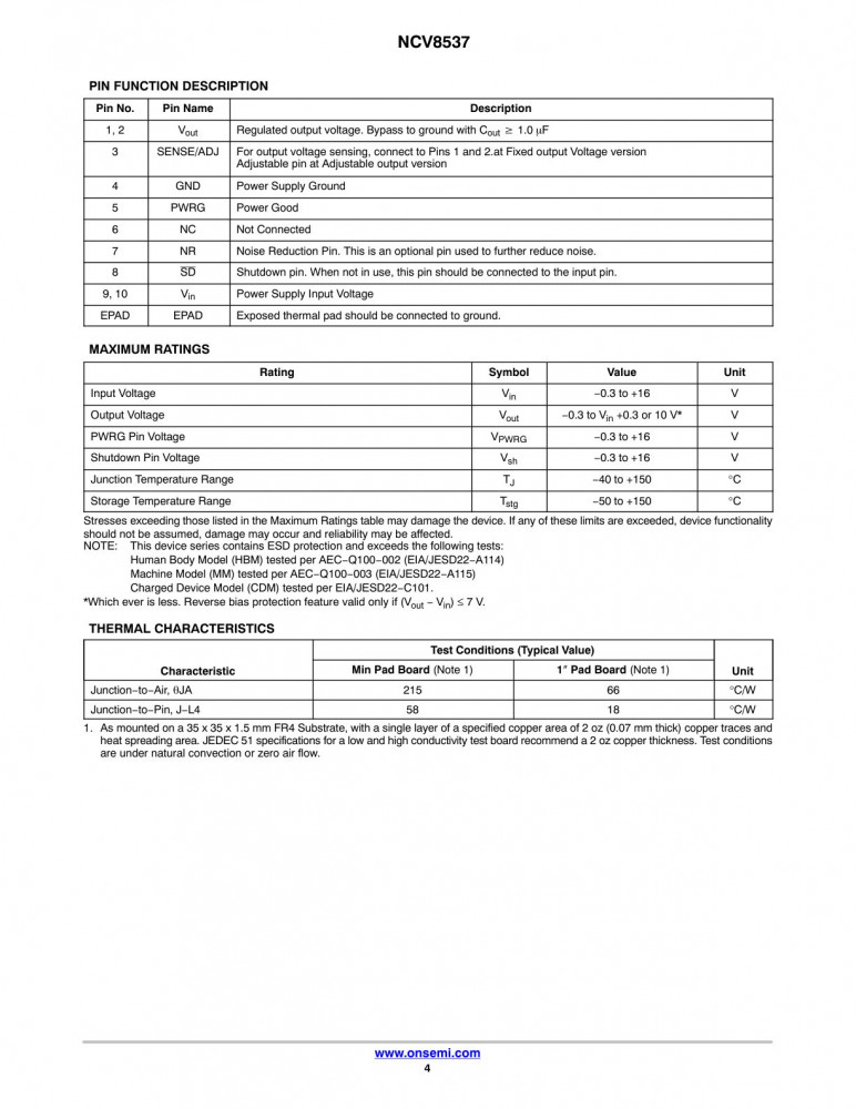 NCV8537 document page 4